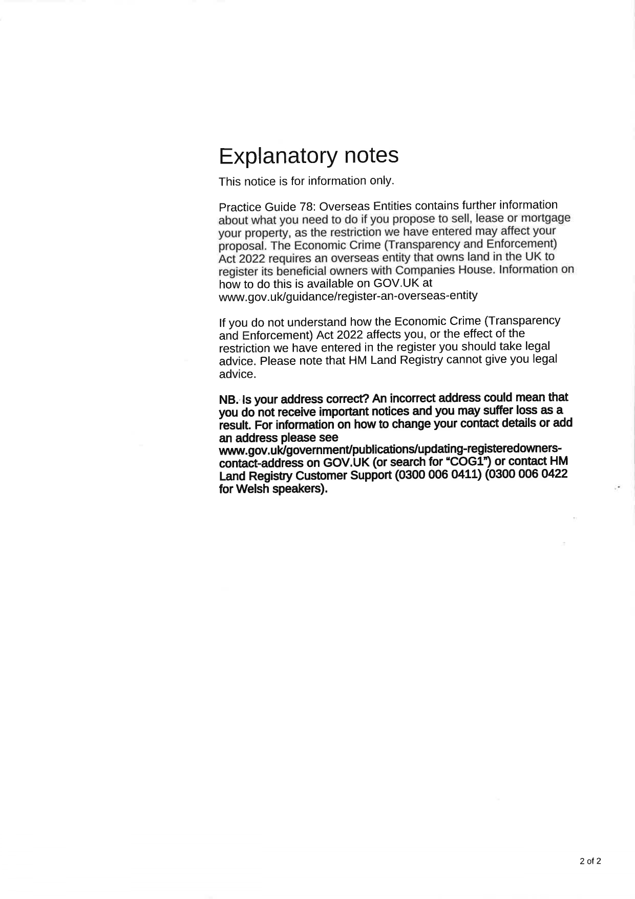 HM Land Registry Letter: Notice of Entry of a Restriction, explained...